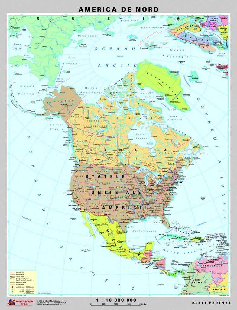 America de Nord – harta fizica – pe verso: harta politica a Americii de ...