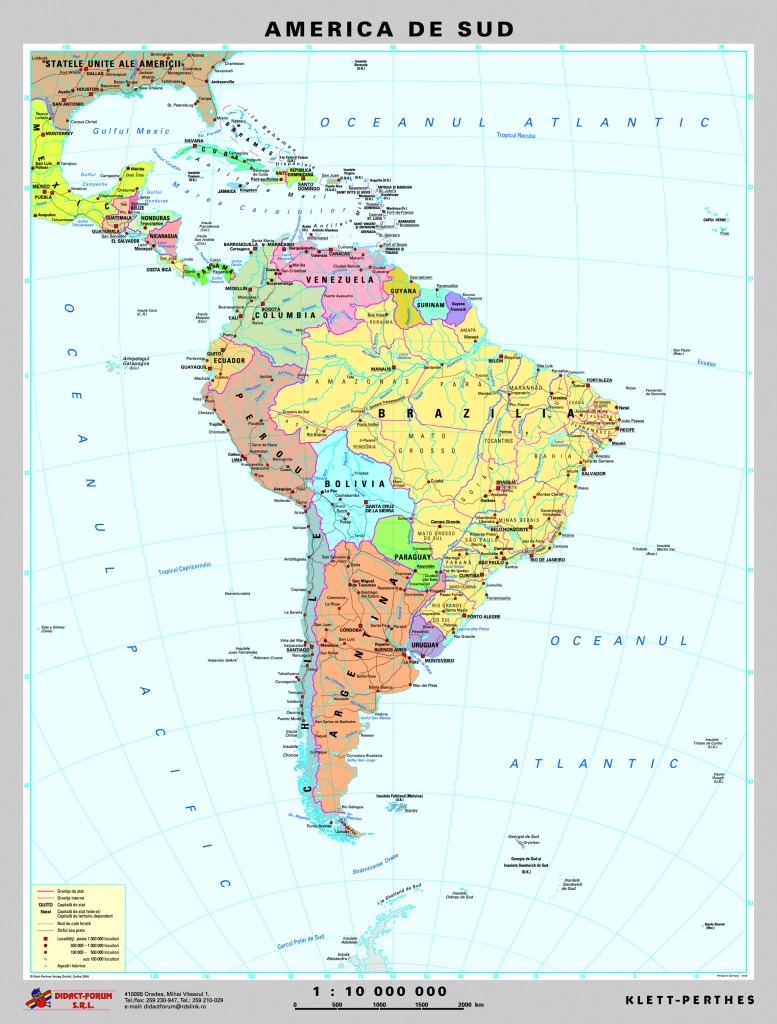 America de Sud – harta fizica – pe verso: harta politica a Americii de ...